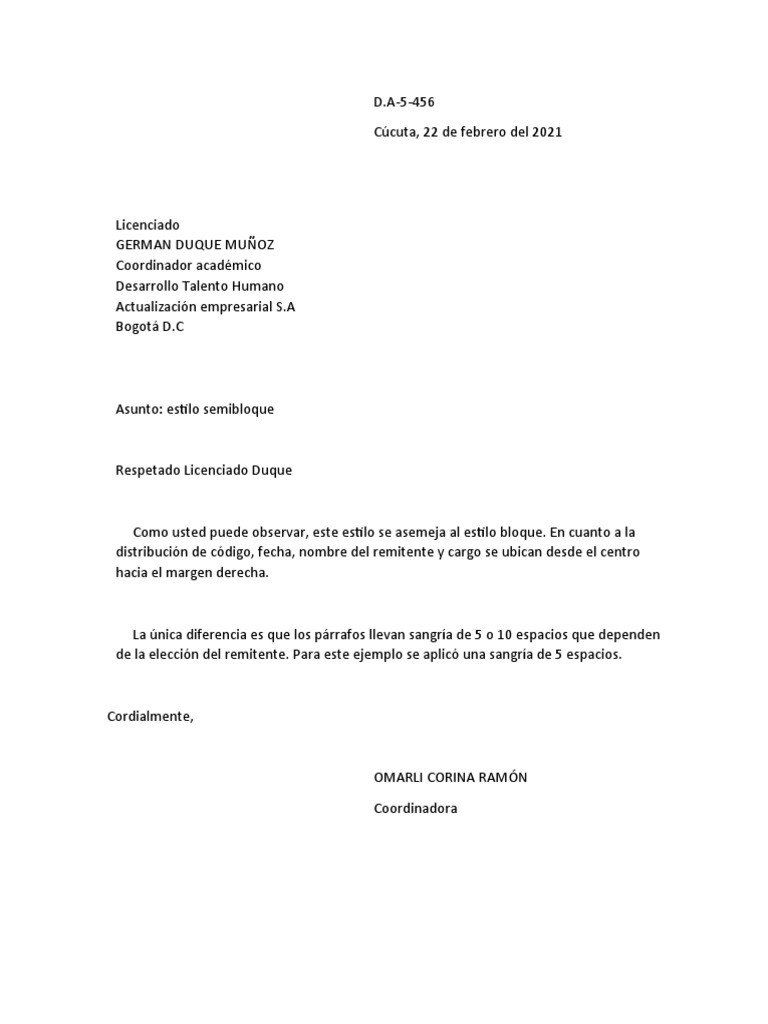 Estilo semibloque: una variante del estilo bloque para la redacción de ...