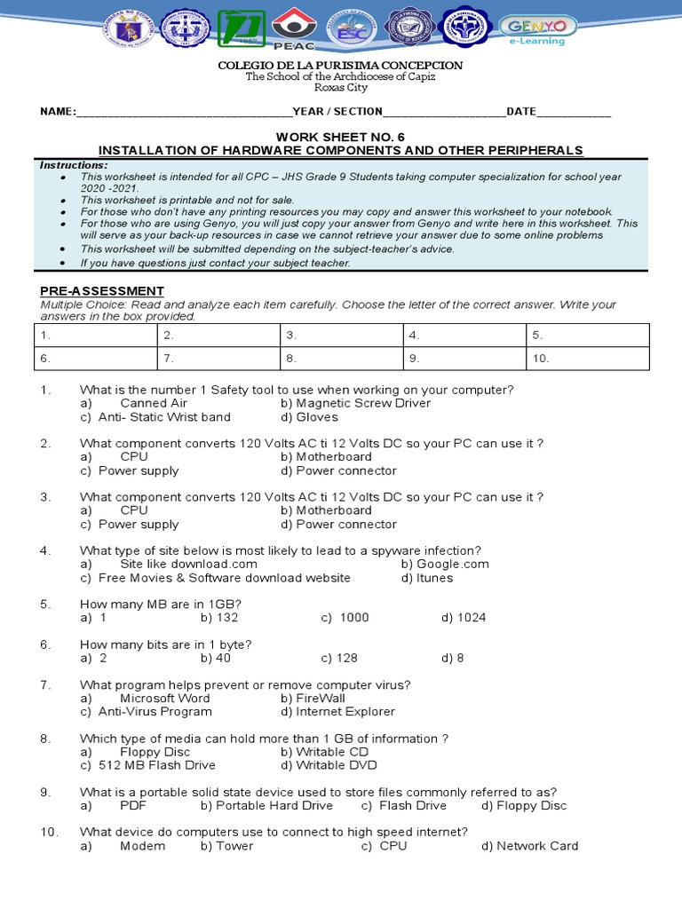 Worksheet Q2W5&6 | PDF | Usb Flash Drive | Personal Computers