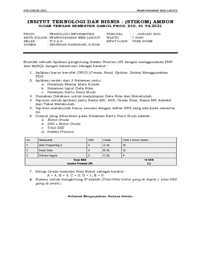 Uts - Web Lanjut Ti | PDF
