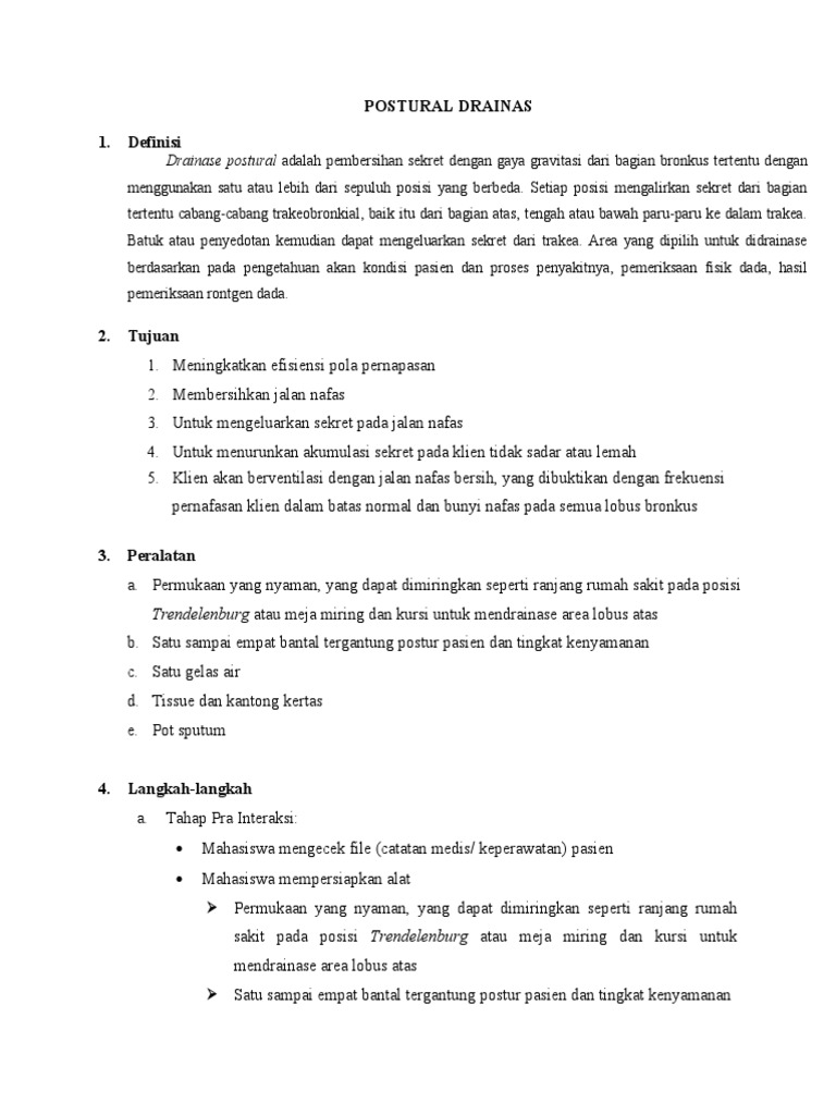 Postural Drainase | PDF