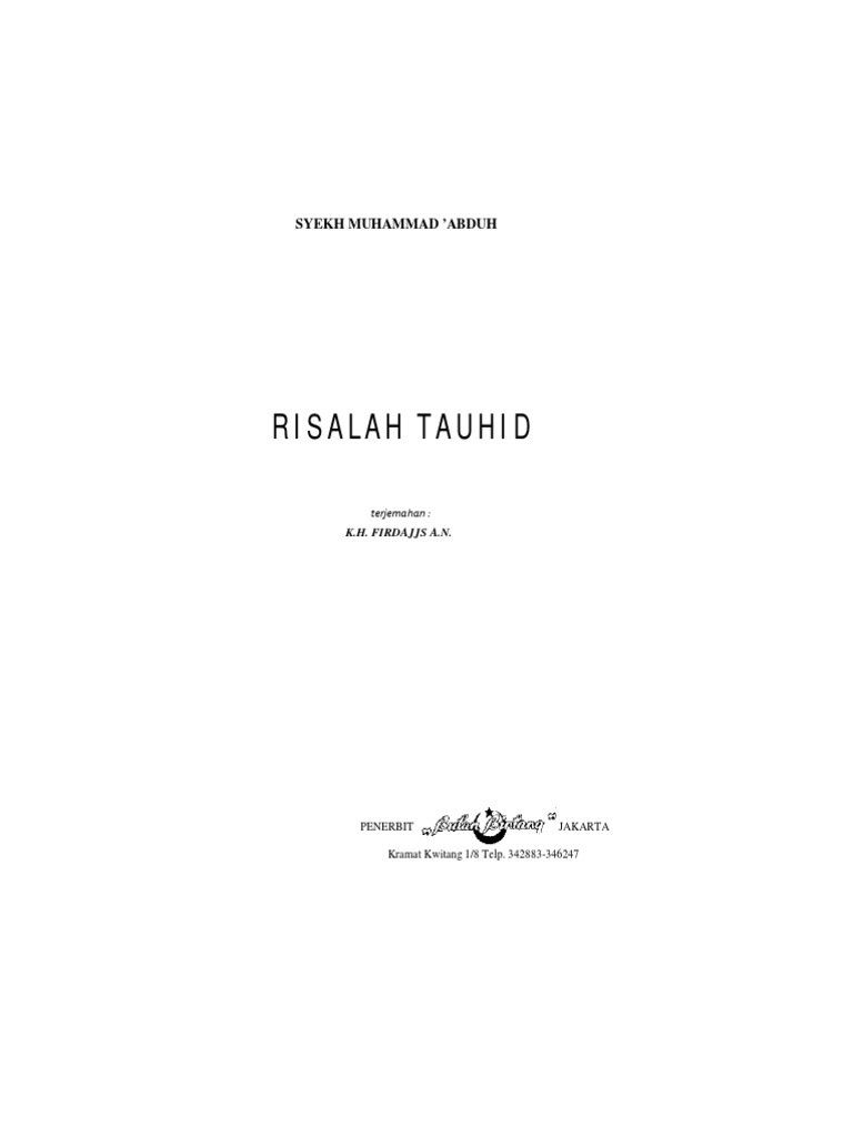 Risalah Tauhid Terjemah Oleh Syekh Muhammad Abduh Pdf