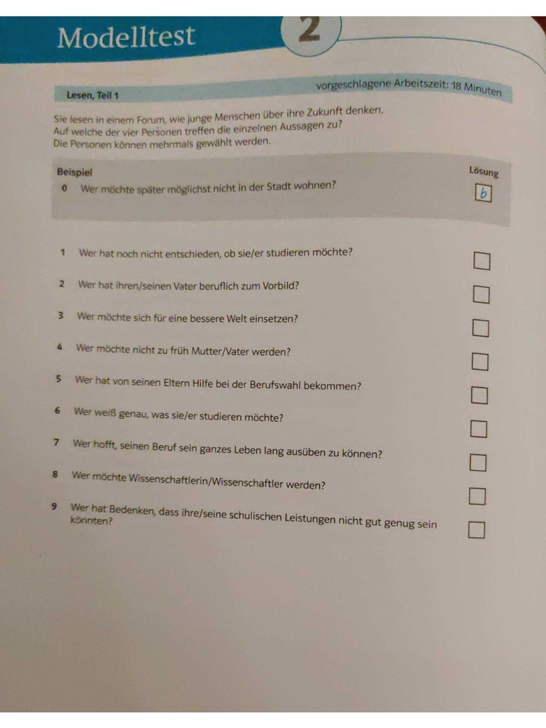 Modelltest 2 Aus Dem Buch Mit Erfolg Zum Goethe - Zertifikat B2 | PDF