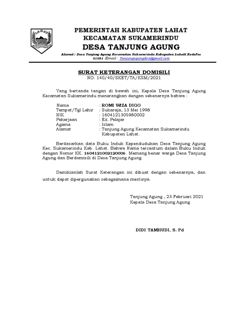 Surat Keterangan Domisili | PDF