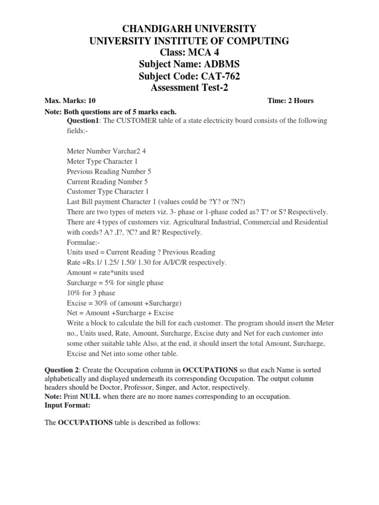 Chandigarh University University Institute of Computing Class: MCA 4 ...