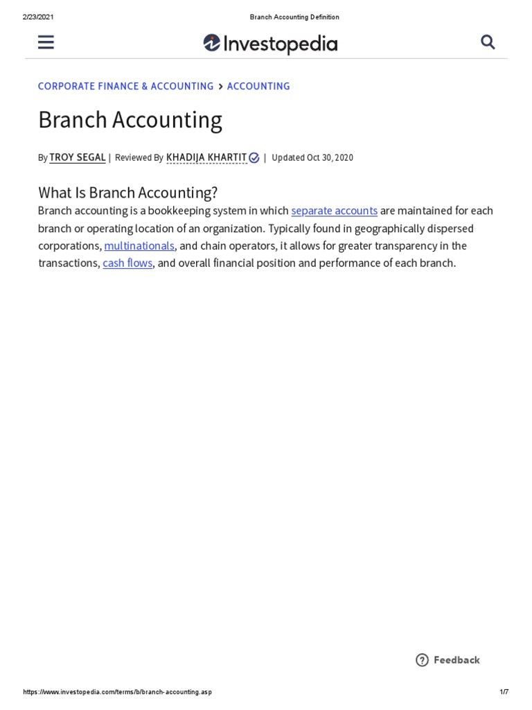 Branch Accounting Definition | PDF | Bookkeeping | Corporations