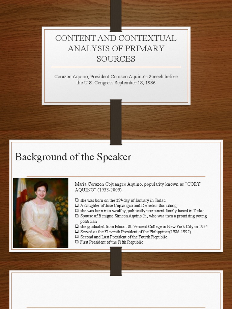Content and Contextual Analysis of Primary Sources | PDF | Corazon Aquino | Philippines