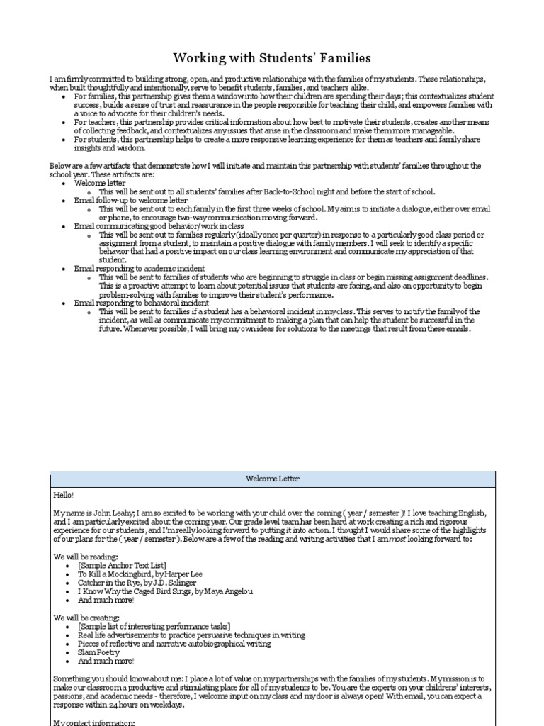 Family Communication | PDF | Teachers | Learning