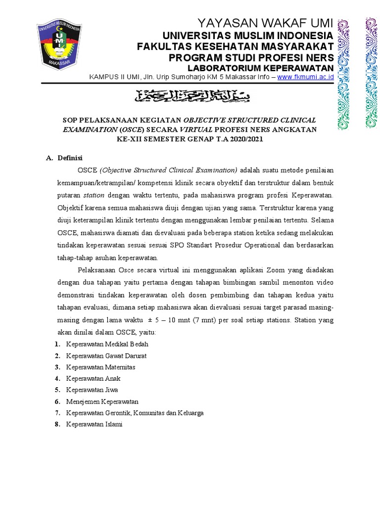 SOP OSCE Virtual Ners UMI 2020/2021 | PDF | Sains & Matematika | Komputer