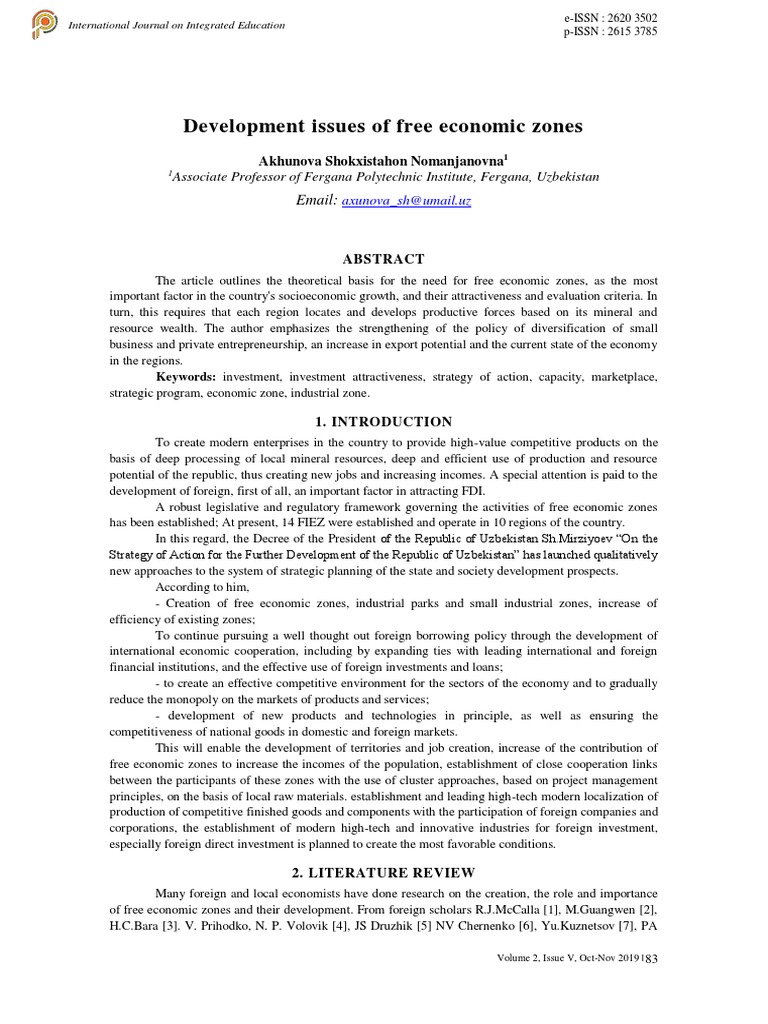 Development Issues of Free Economic Zones | PDF | Foreign Direct ...