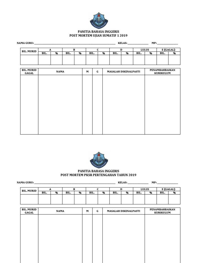 Borang Post Mortem Subjek | PDF