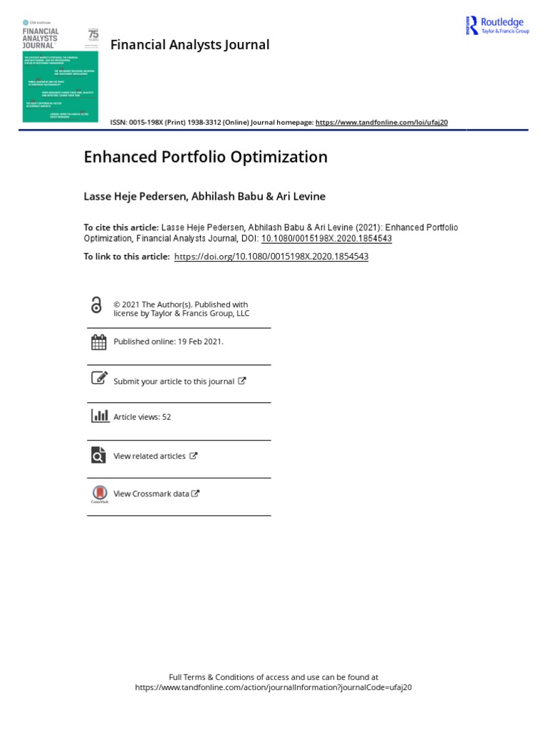 Enhanced Portfolio Optimization | Download Free PDF | Principal Component Analysis | Sharpe Ratio