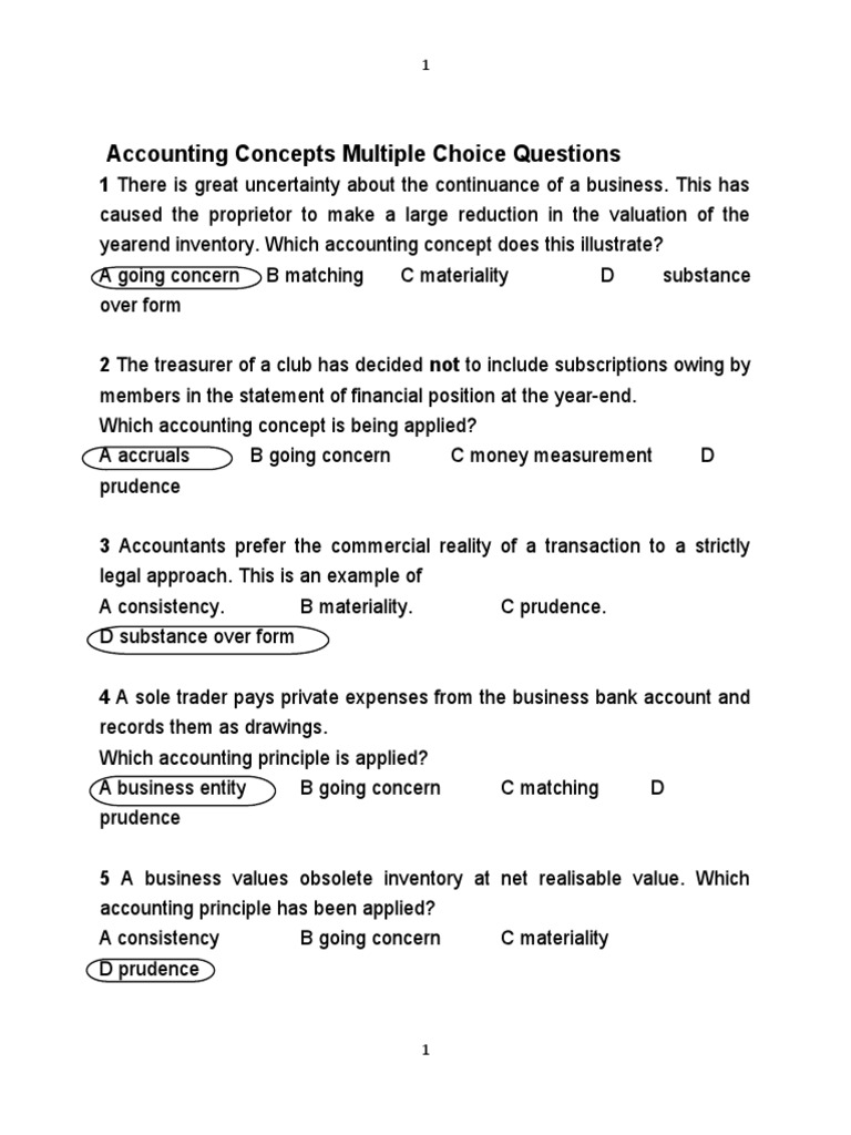 Accounting Concepts Multiple Choice Questions | PDF | Going Concern ... Accounting Concepts Multiple Choice Questions | PDF | Going Concern ...