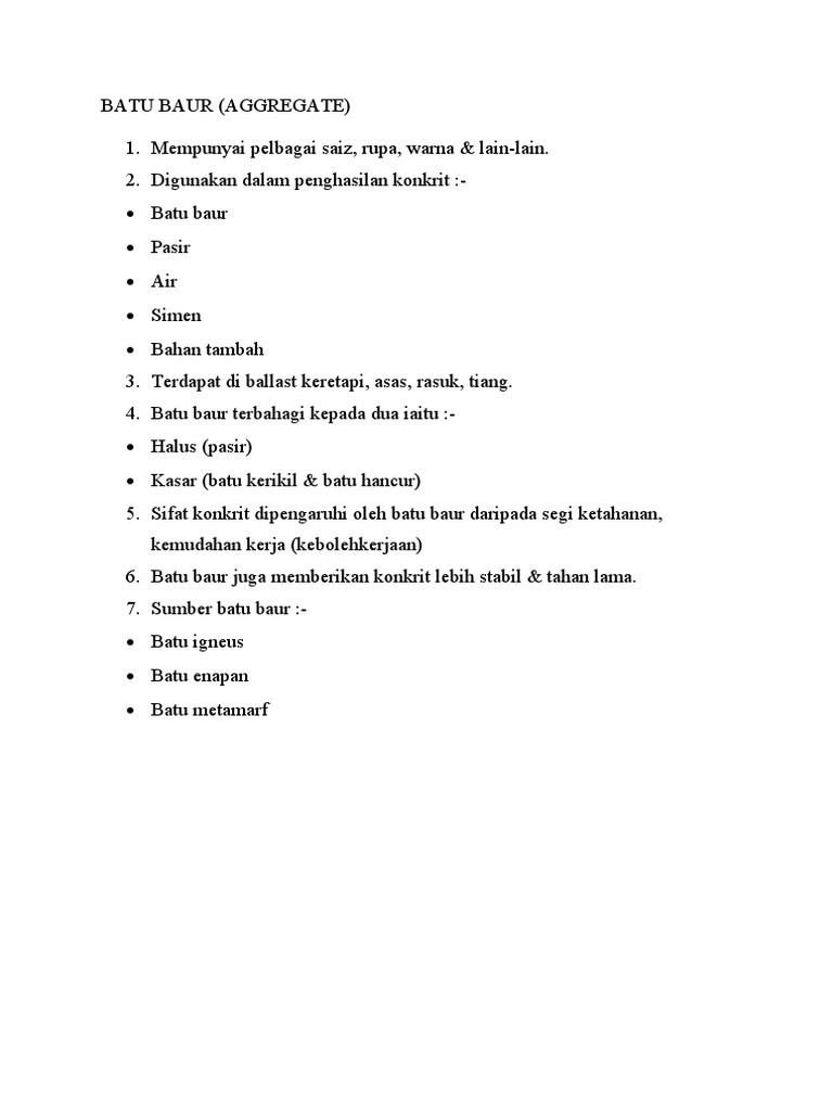 Batu Baur (Aggregate) | PDF