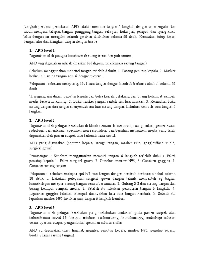 Pemasangan Dan Pelepasan APD | PDF | Gaya Hidup