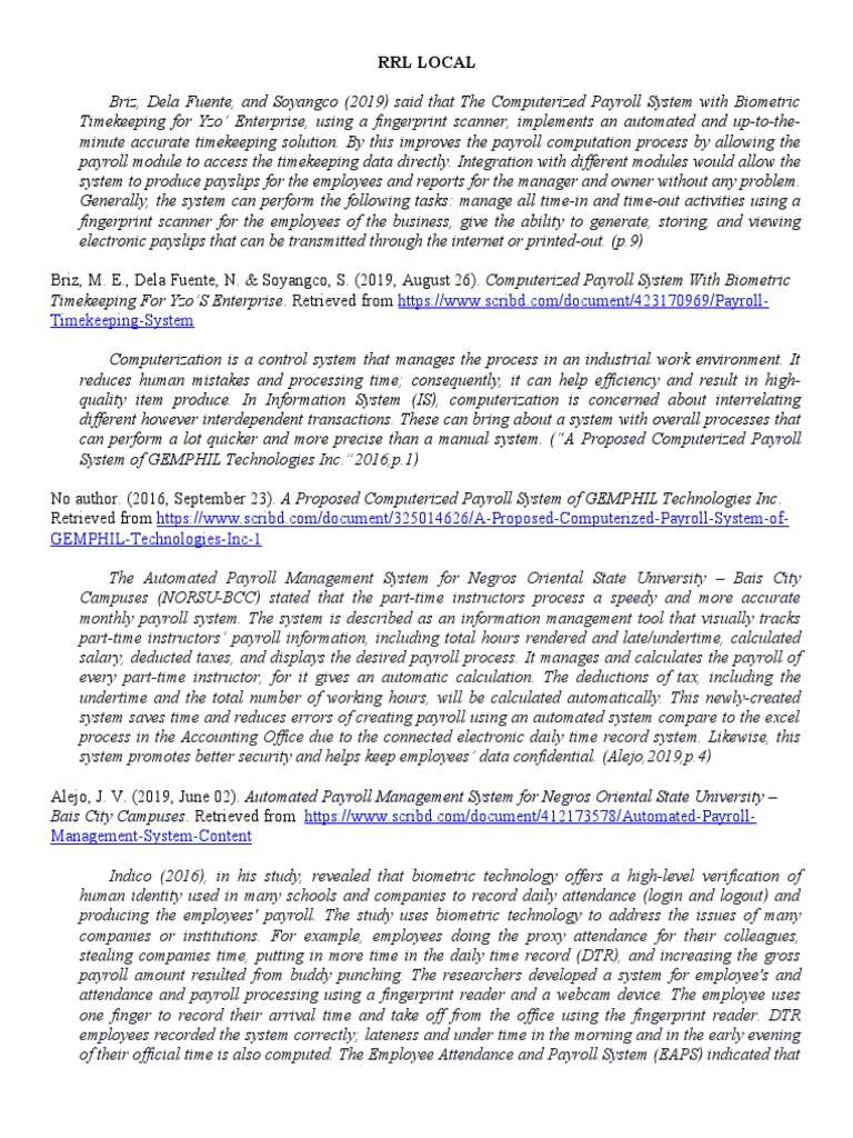 RRL With References Rhoda | PDF | Paycheck | Payroll