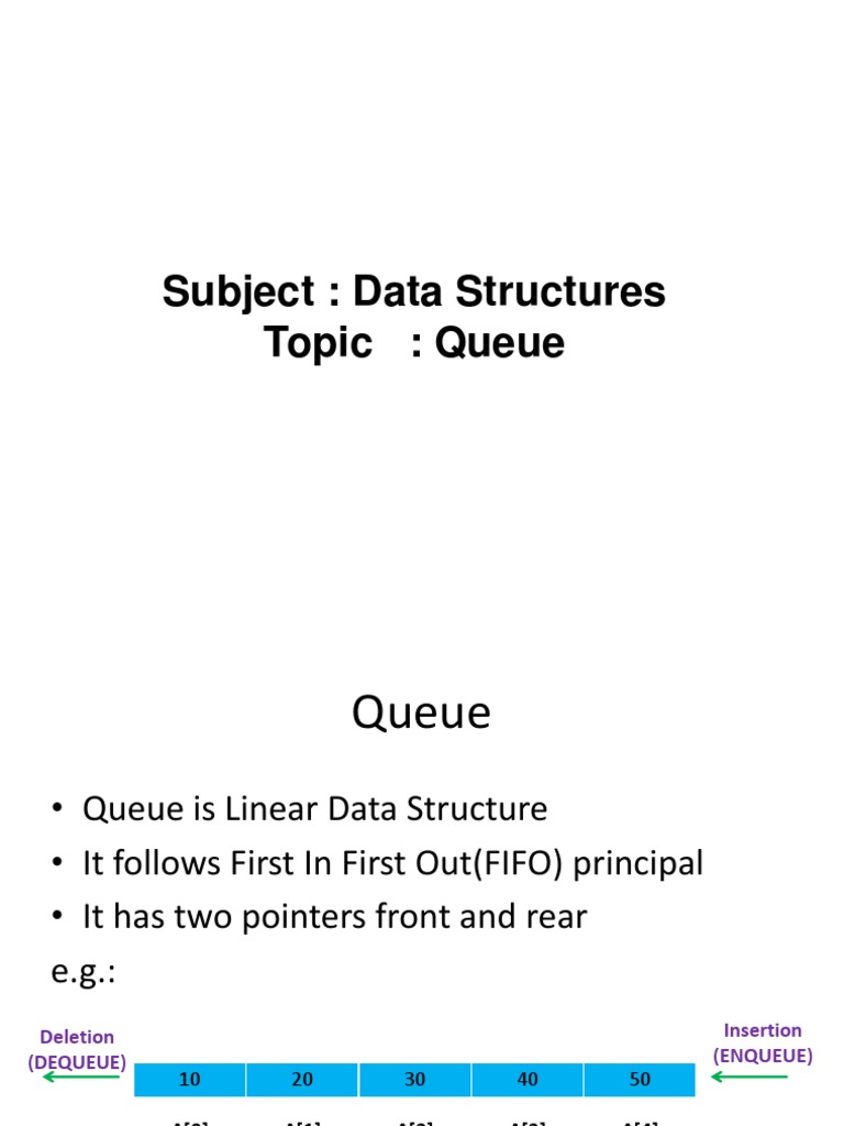 Subject: Data Structures Topic: Queue | PDF | Queue (Abstract Data Type ...