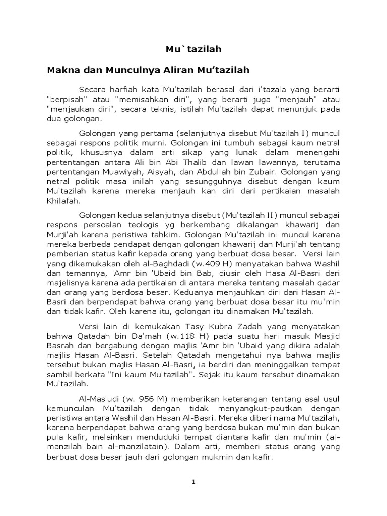 Resume Mu'tazilah | PDF