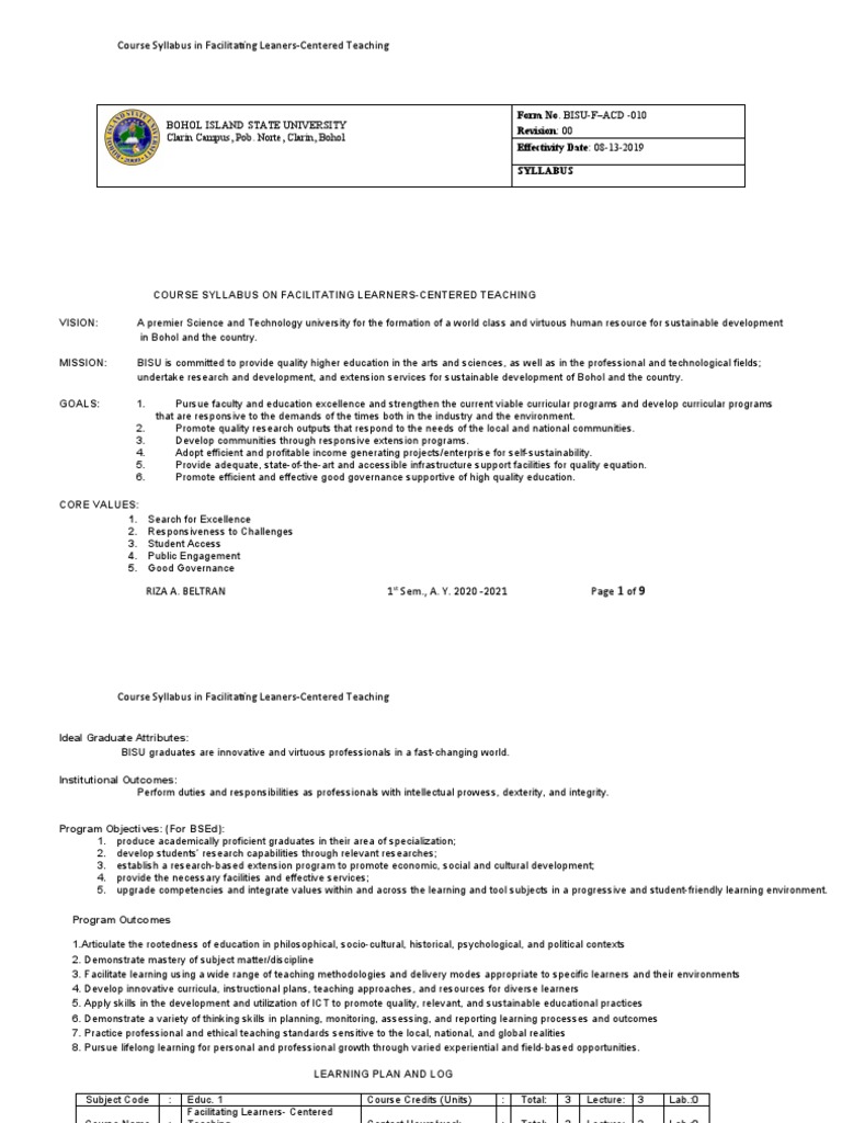 Facilitating Learner-CenteRED TEACHING | PDF | Curriculum | Pedagogy