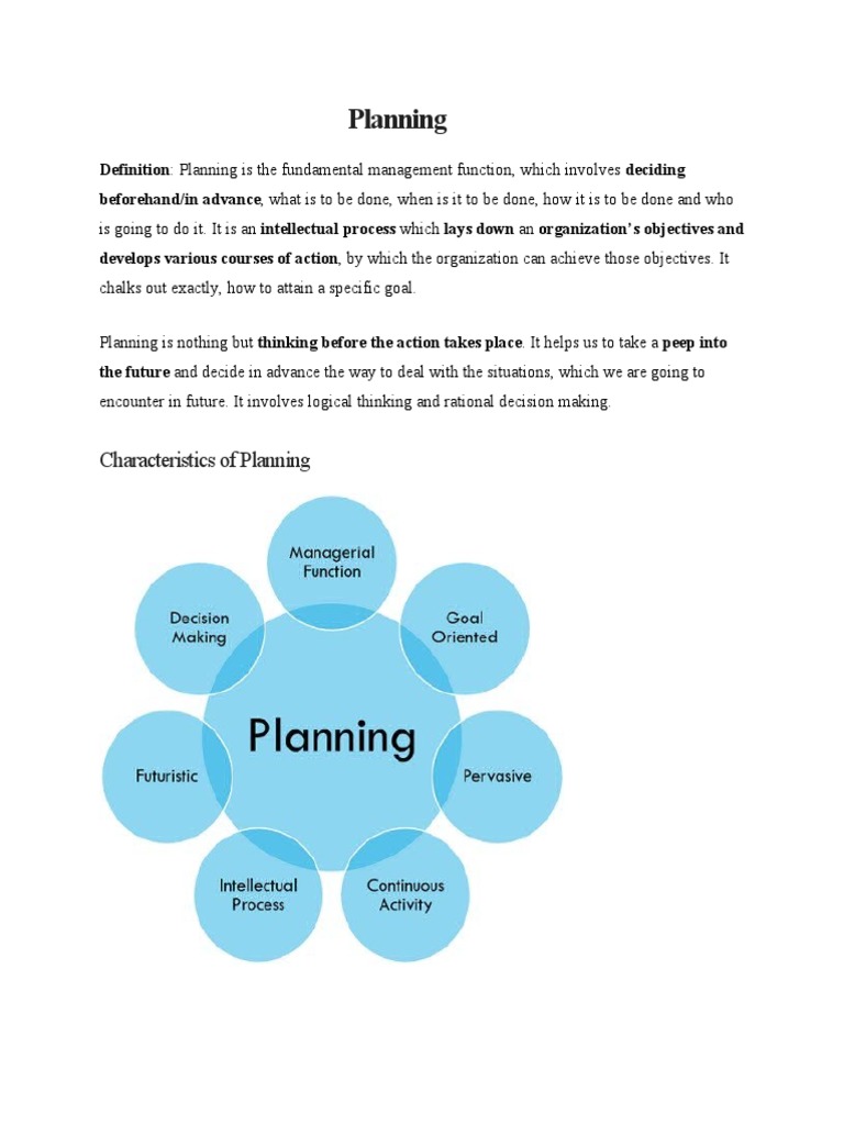 Characteristics of Planning | PDF | Goal | Planning