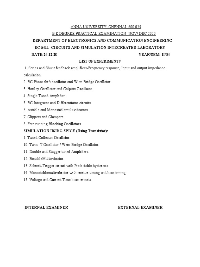 C & S Lab Ques Set | PDF | Electronic Oscillator | Amplifier