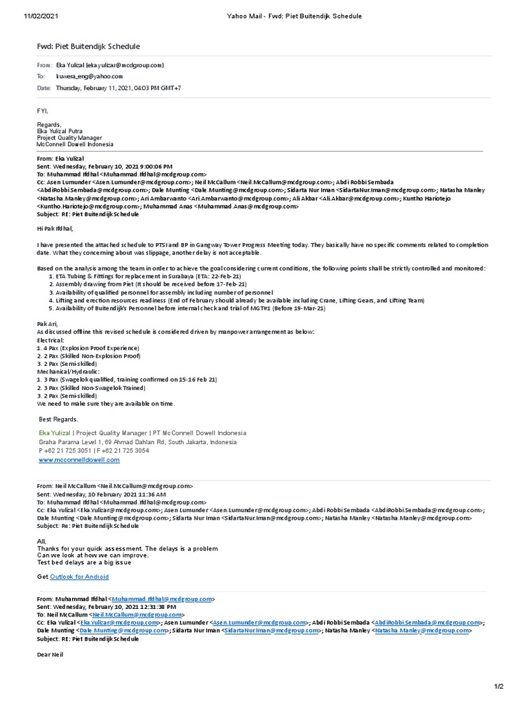 Piet Buitendijk Project Schedule Update | PDF | Business