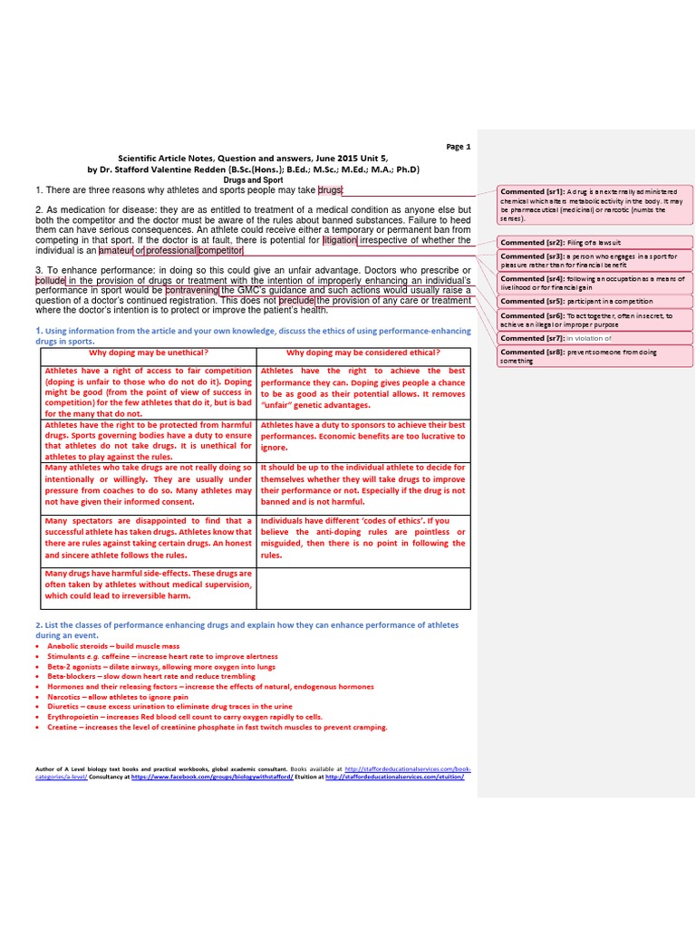 Scientific Article Notes, Question and Answers, June 2015 Unit 5, by Dr ...