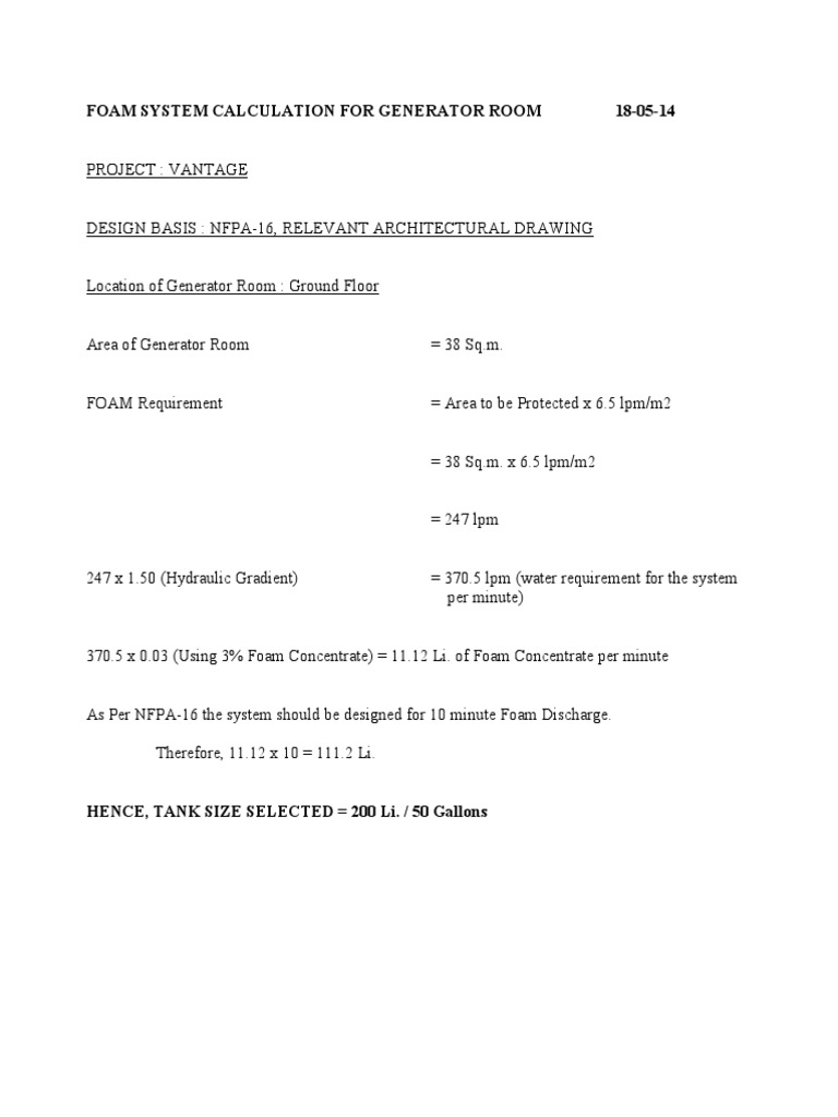 Foam System Calculation | PDF