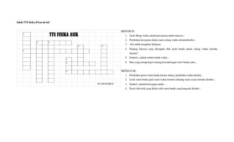 Teka-Teki Silang Fisika Kelas 10 | PDF | Filsafat | Kajian Bahasa Asing