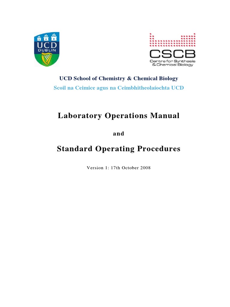 UCD Chemistry Lab Operations Manual | PDF | Laboratories | Chemistry