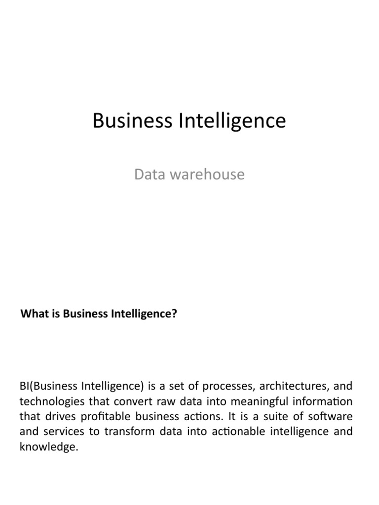 Business Intelligence: Data Warehouse | PDF | Data Warehouse | Business ...