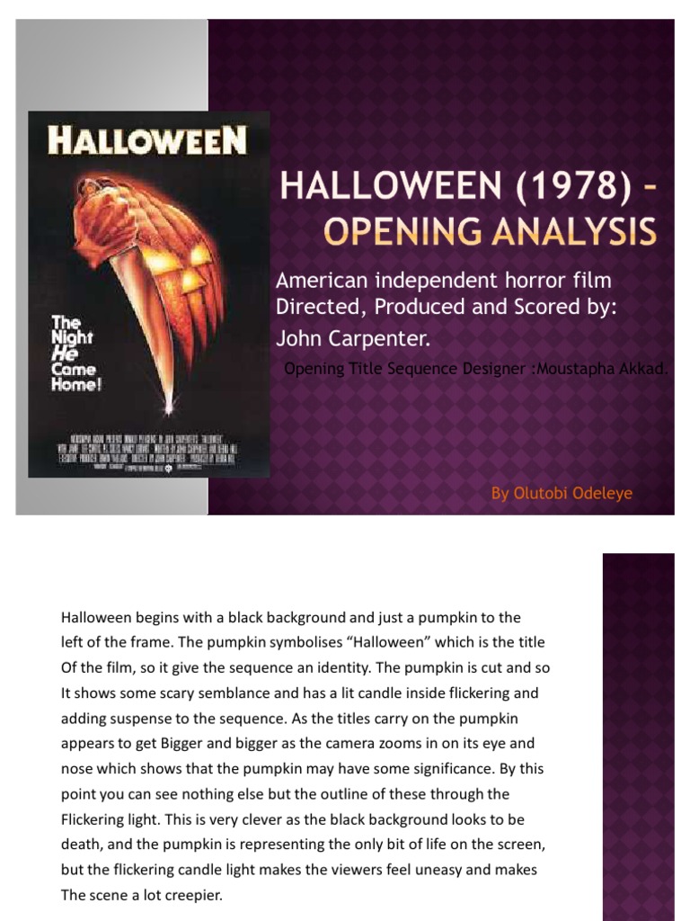 Halloween 1978 Opening Scene Analysis | PDF | Leisure