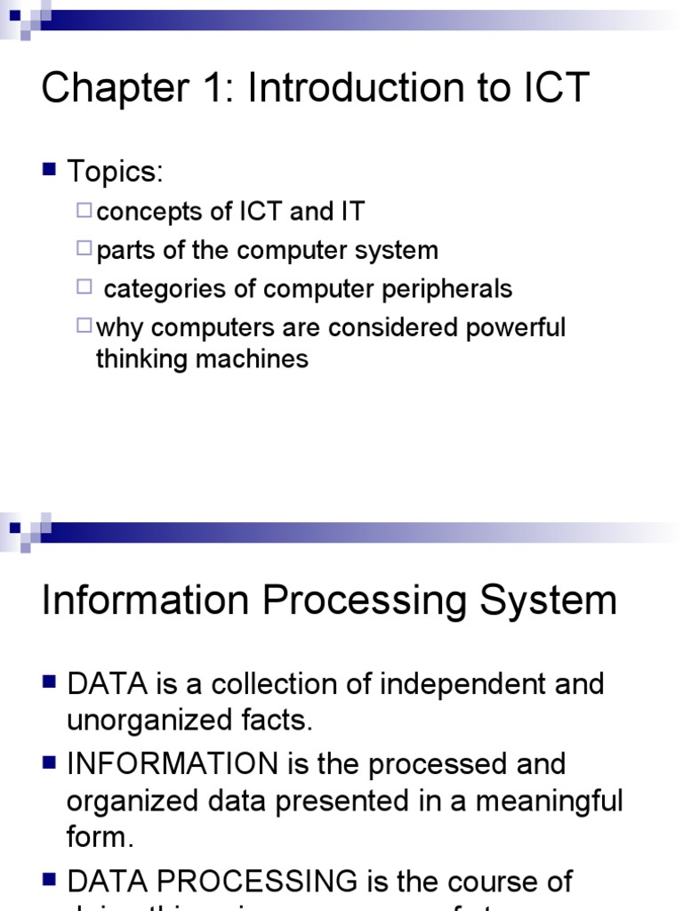 Chapter 1: Introduction To ICT: Topics | Download Free PDF ...