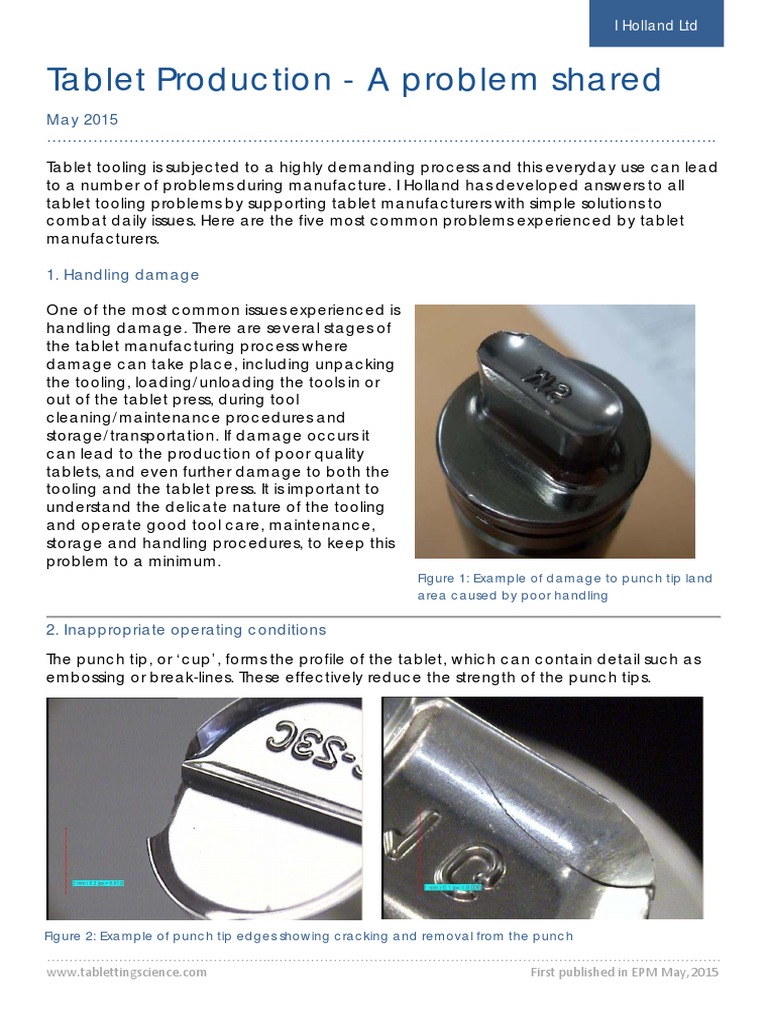 Tablet Production - A Problem Shared: 1. Handling Damage | PDF | Wear ...