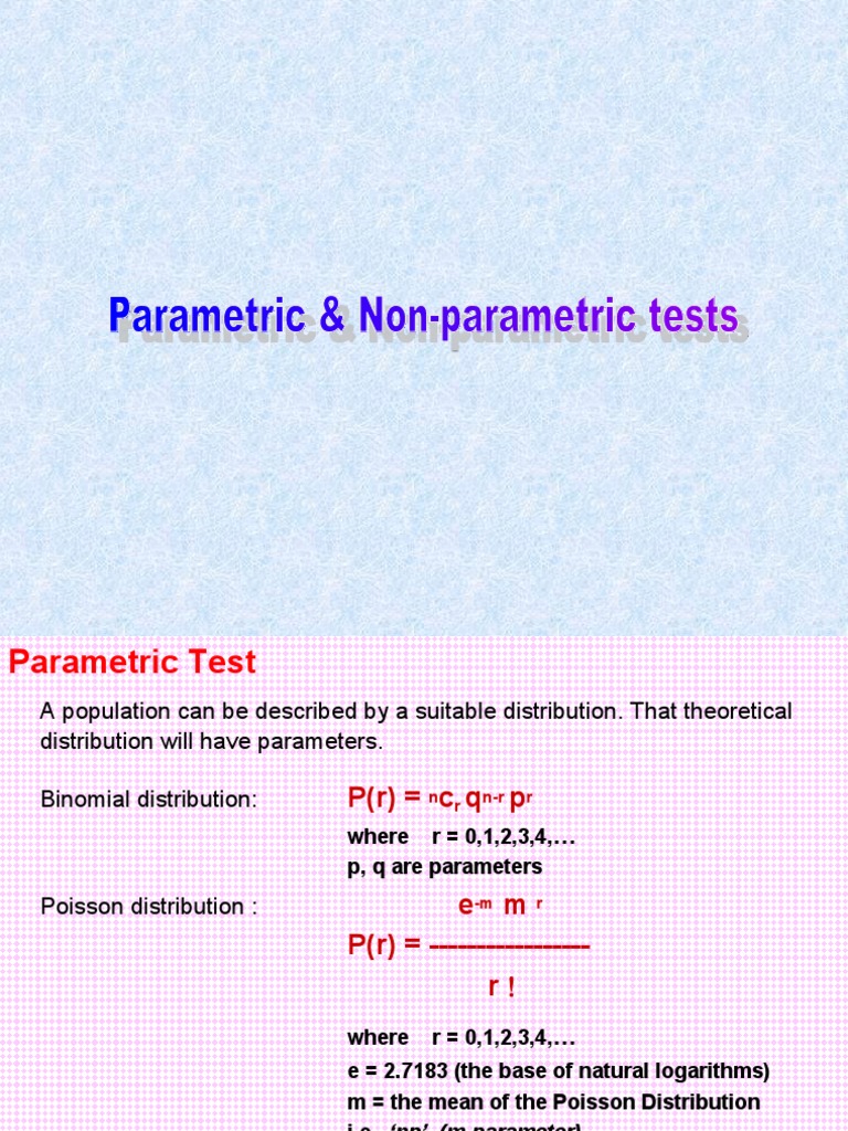 Parametric & Non-Parametric Tests | PDF