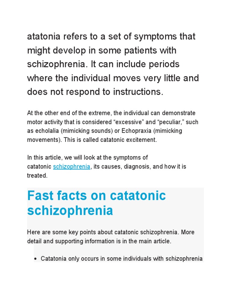 Catatonic Schizophrenia Patient