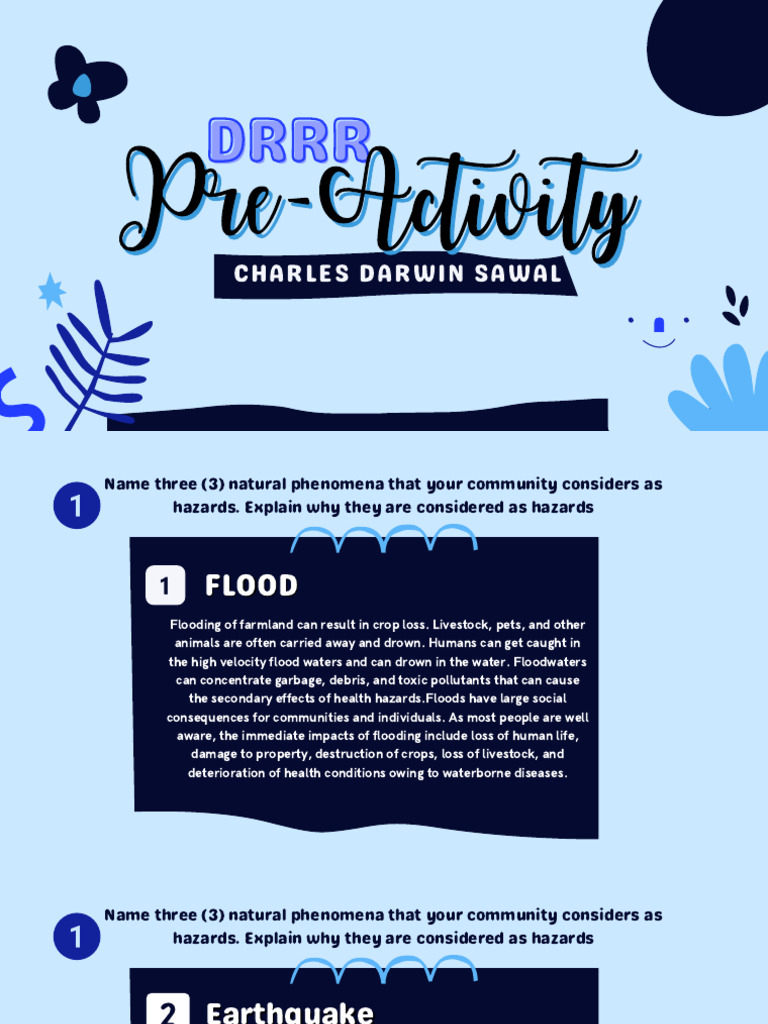 DRRR Pre Activty | PDF | Earthquakes | Hazards