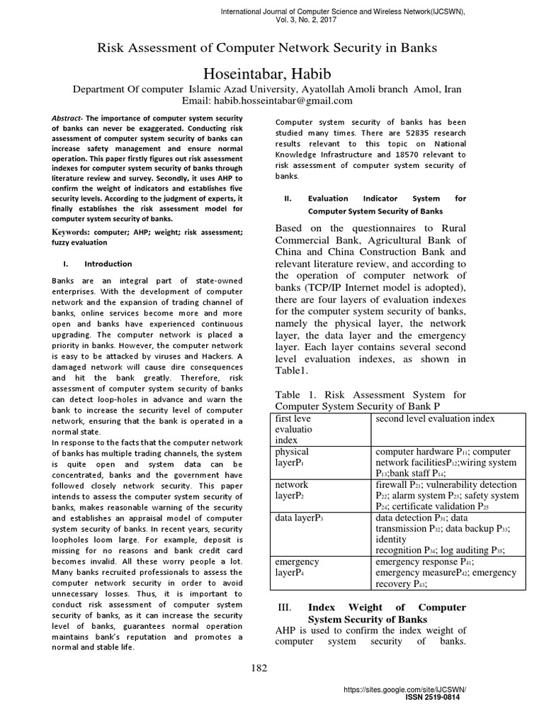 Risk Assessment of Computer Network Secu | PDF | Internet Protocol ...