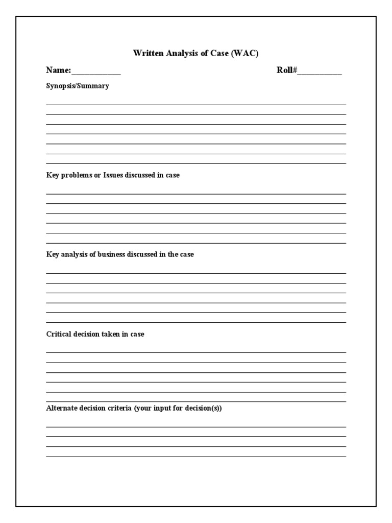 Ans Written Analysis of Case (WAC) | PDF | Business