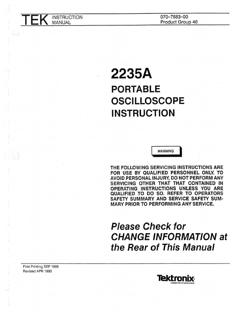 Tektronix 2235a Instruction | PDF