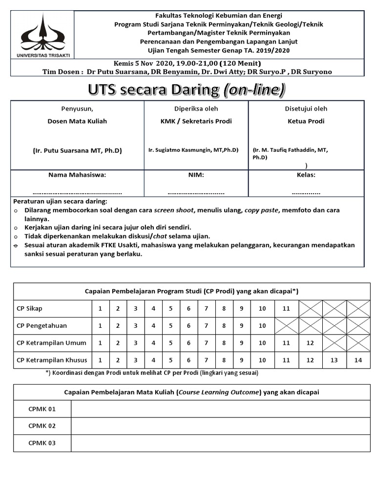 Template Soal UTS Daring (FTKE) - Soal POD DR Putu Suarsana 5 Nov 2020 | PDF | Teknologi & Rekayasa