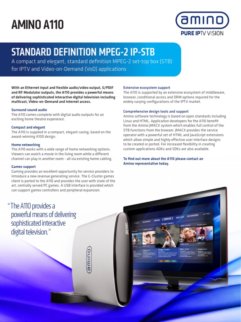 Amino A110 | PDF | Iptv | Set Top Box