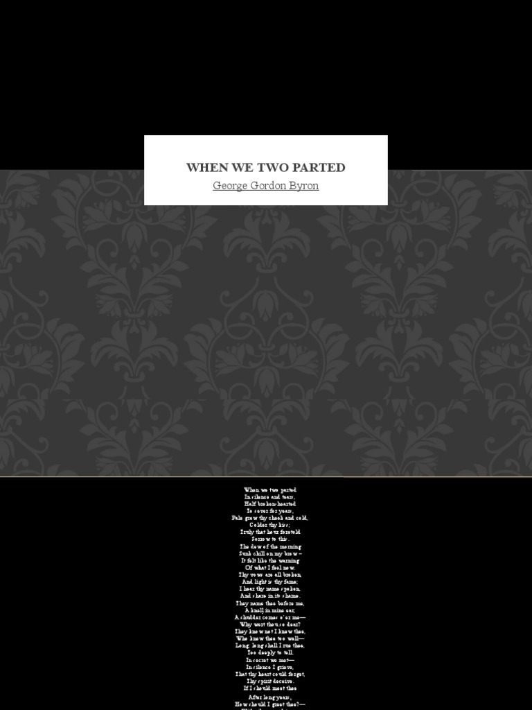 A Portrait of Heartbreak: Analyzing Lord Byron's 'When We Two Parted ...