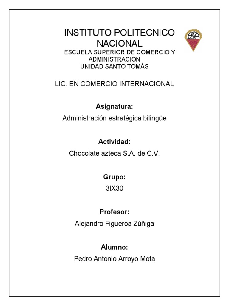 Chocolate Azteca S. A. de C. V. | PDF | Empresas | Economias