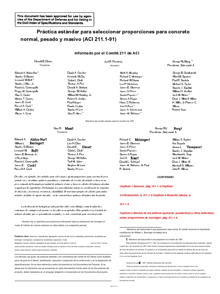 ACI 211.1 - 91.en - Es | PDF | Hormigón | Cemento
