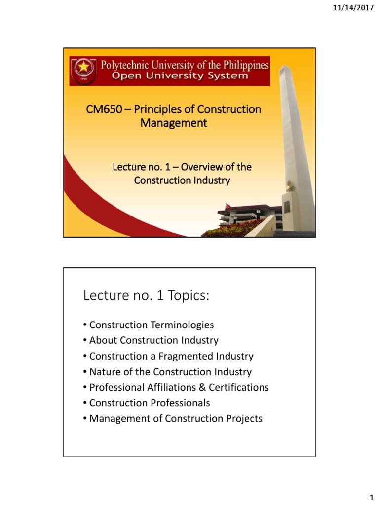 CM 650 Principles of Construction Management-1 | PDF | Project ...