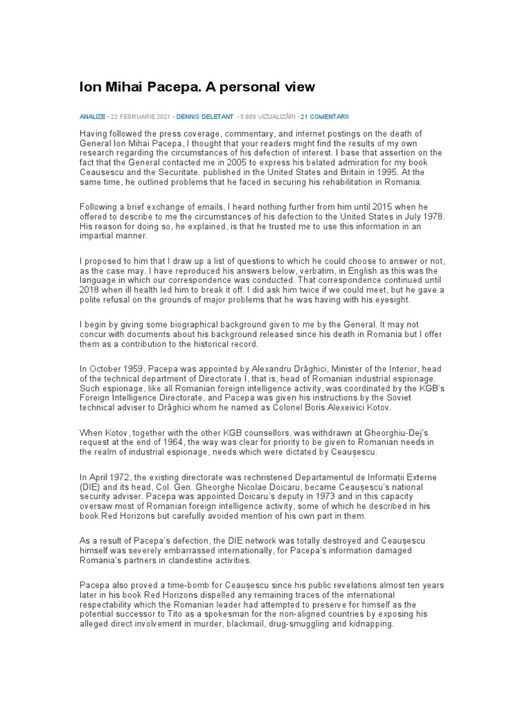 Pacepa, A General View | PDF | Government | Violence