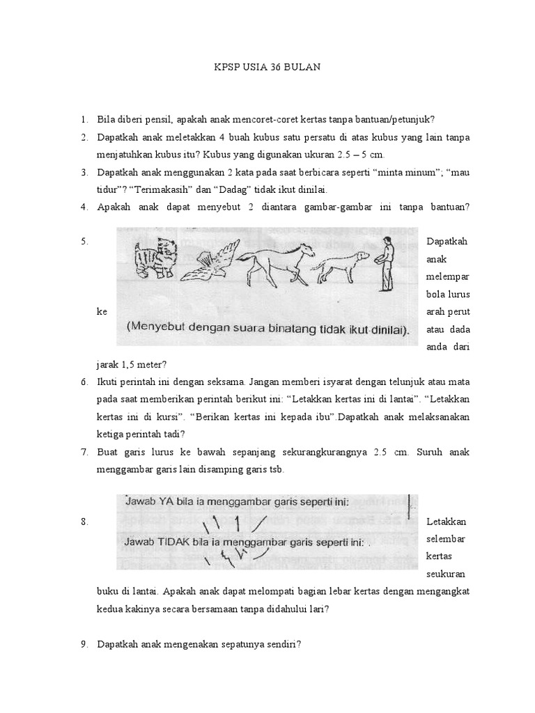 KPSP Usia 36 Bulan | PDF