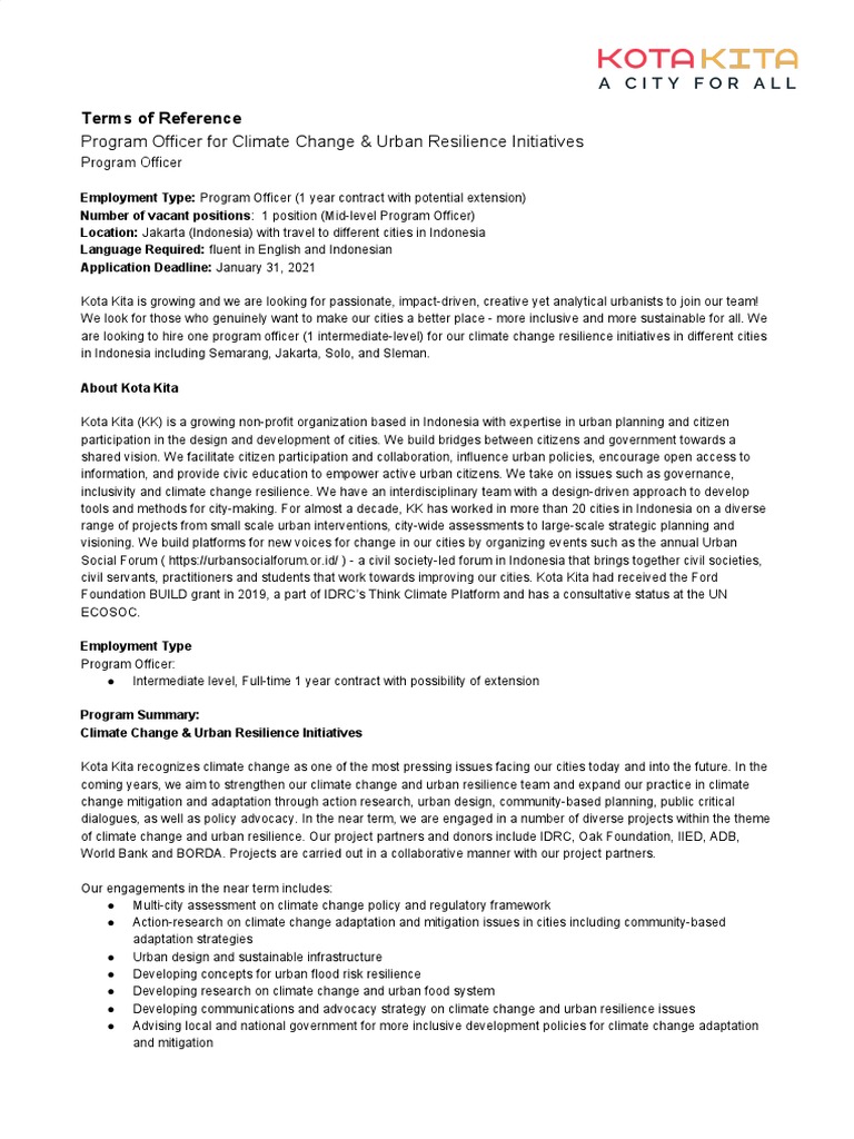 Program Officer for Climate Resilience | PDF | Climate Resilience ...