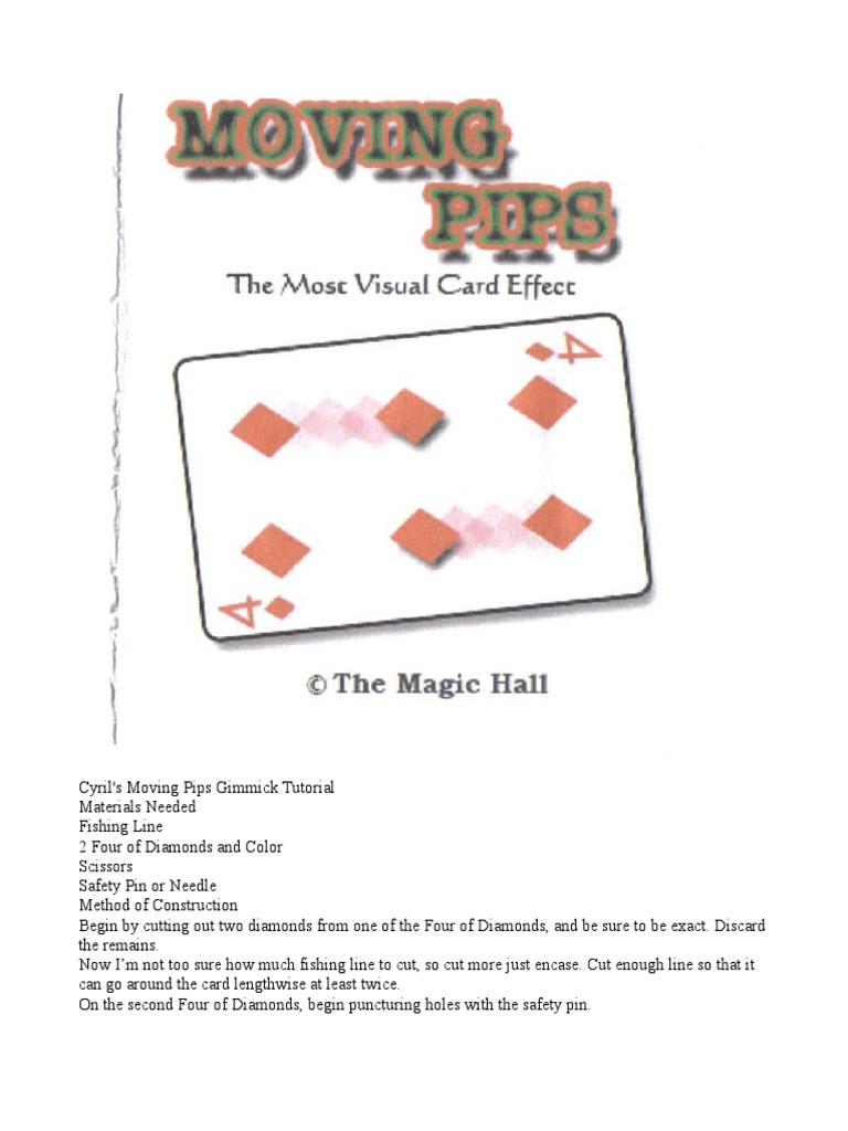 Moving Pips Card Trick Tutorial | PDF | Diamond | Leisure