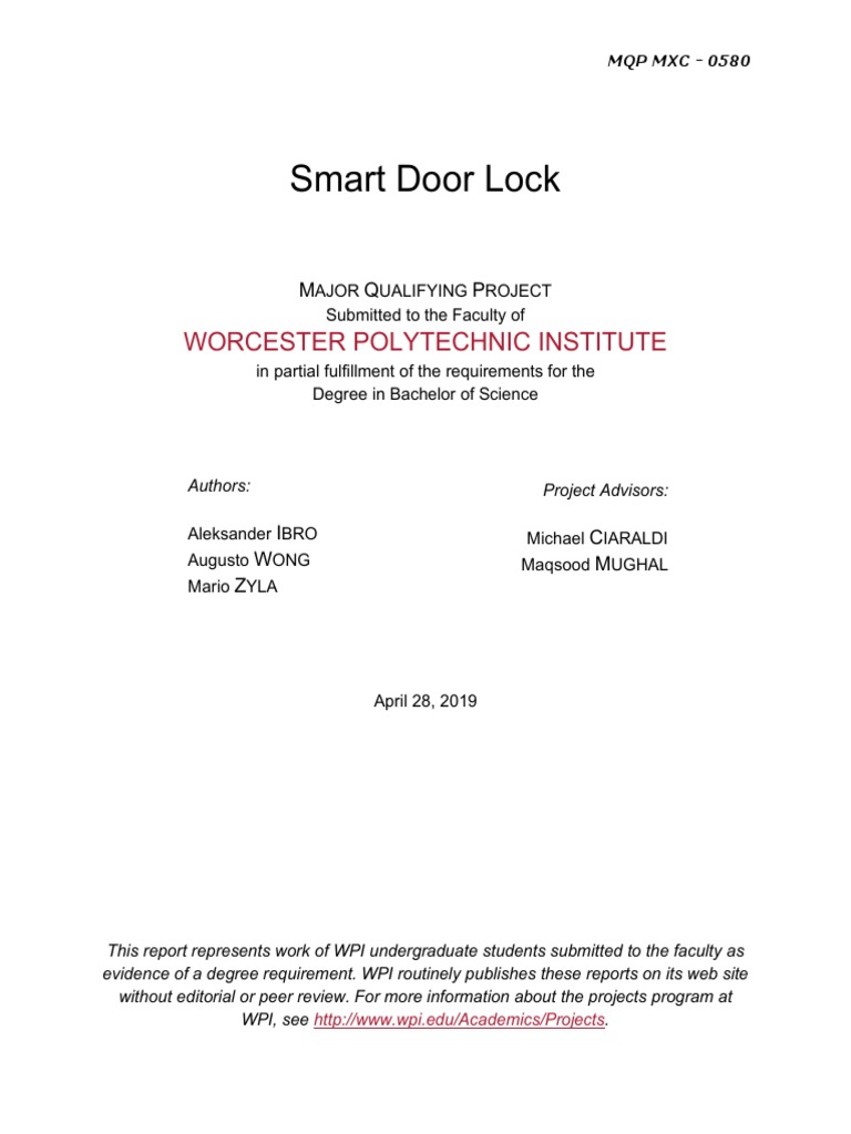Final Report - Smart Door Lock PDF | PDF | Actuator | Ios